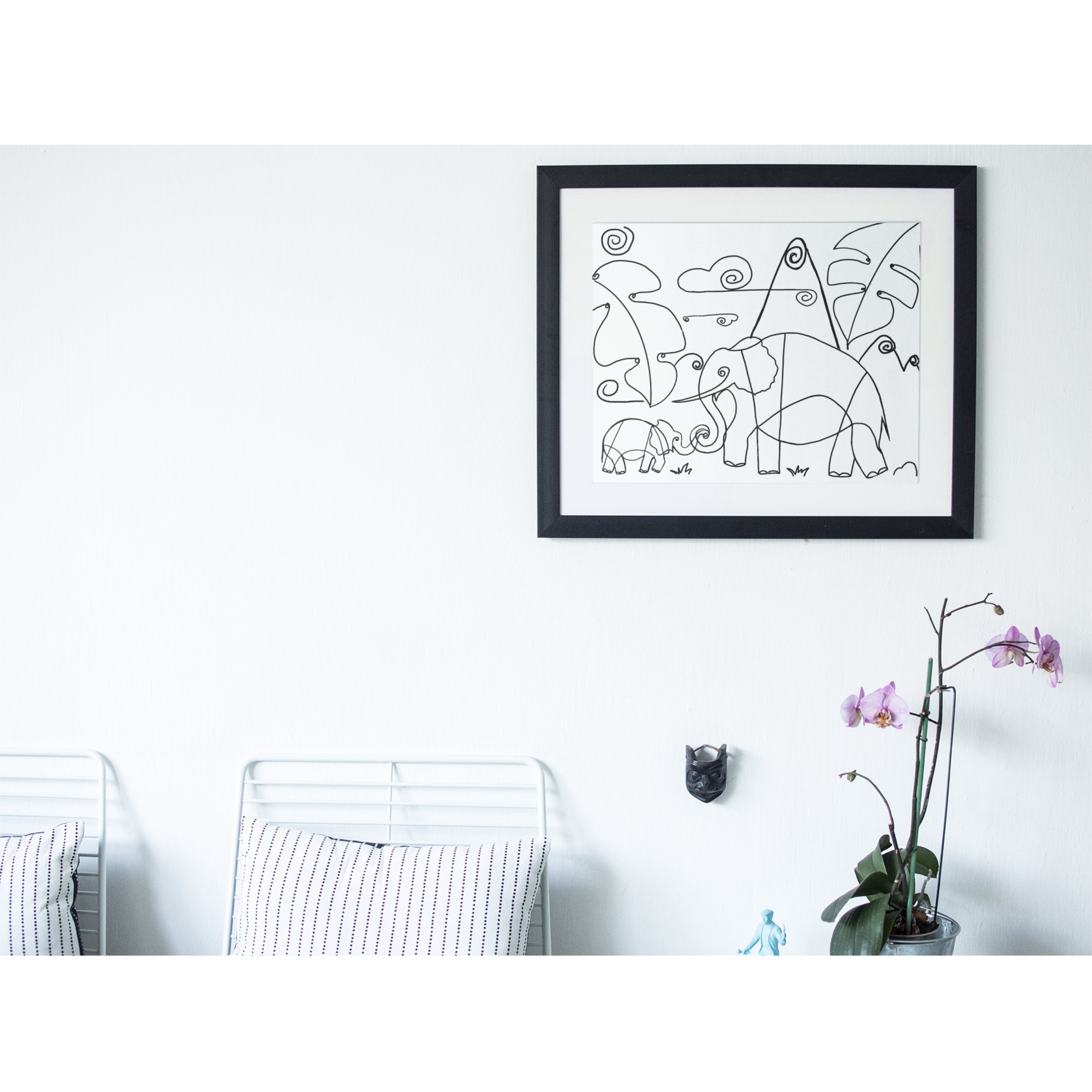 Elephants Line Art ,digital Line Drawing , Custom Illustration ...