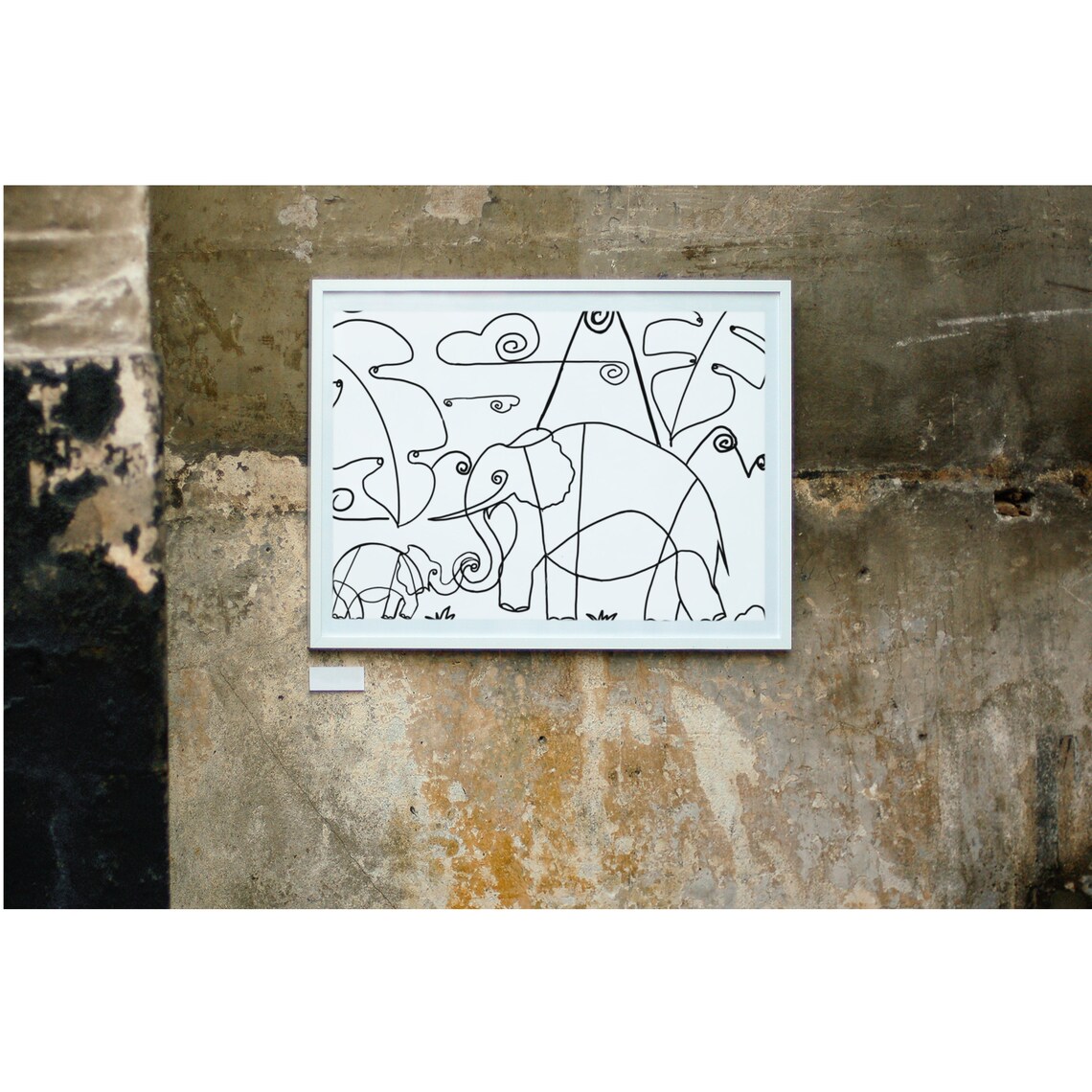 Elephants Line Art digital Line Drawing Custom - Etsy