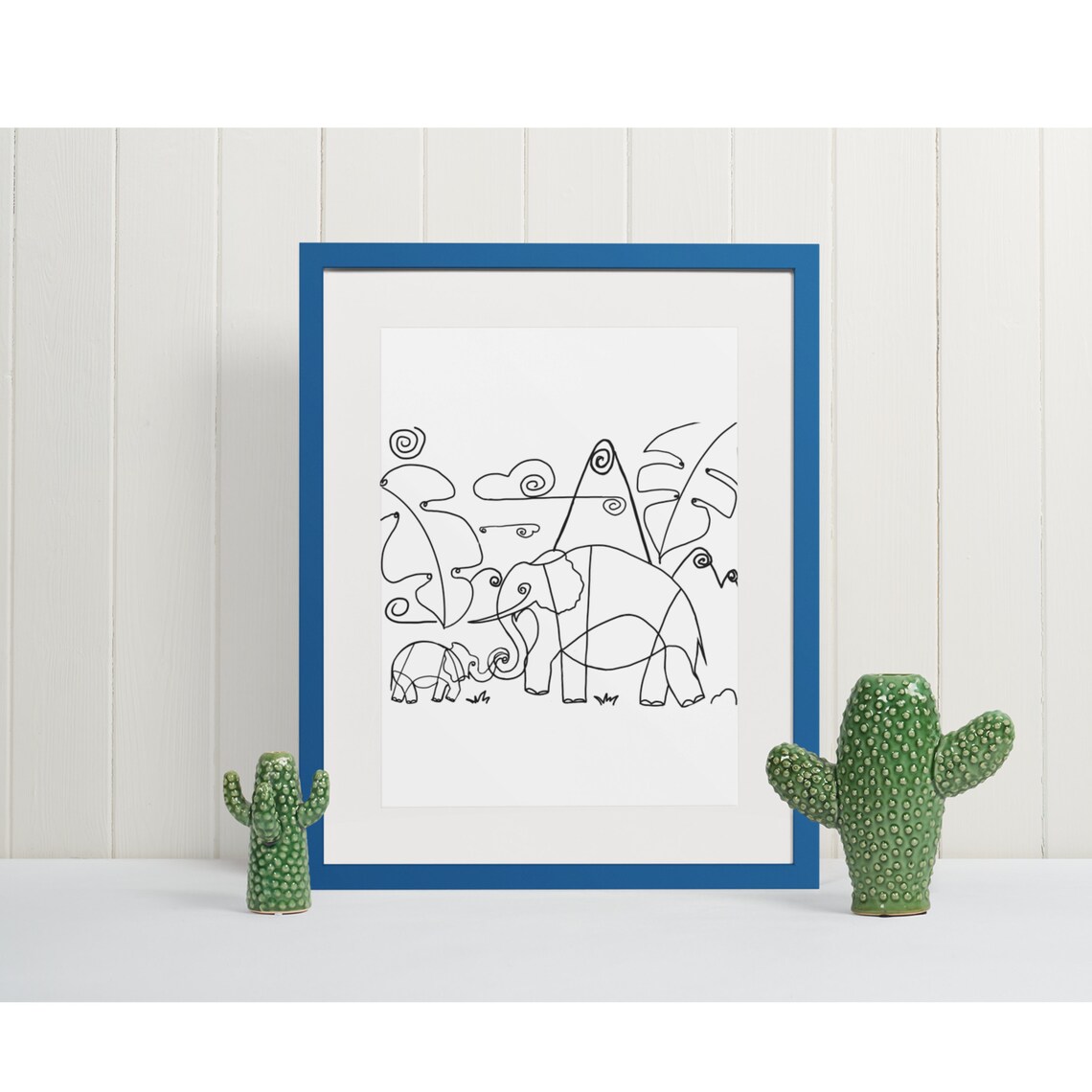 Elephants Line Art digital Line Drawing Custom - Etsy