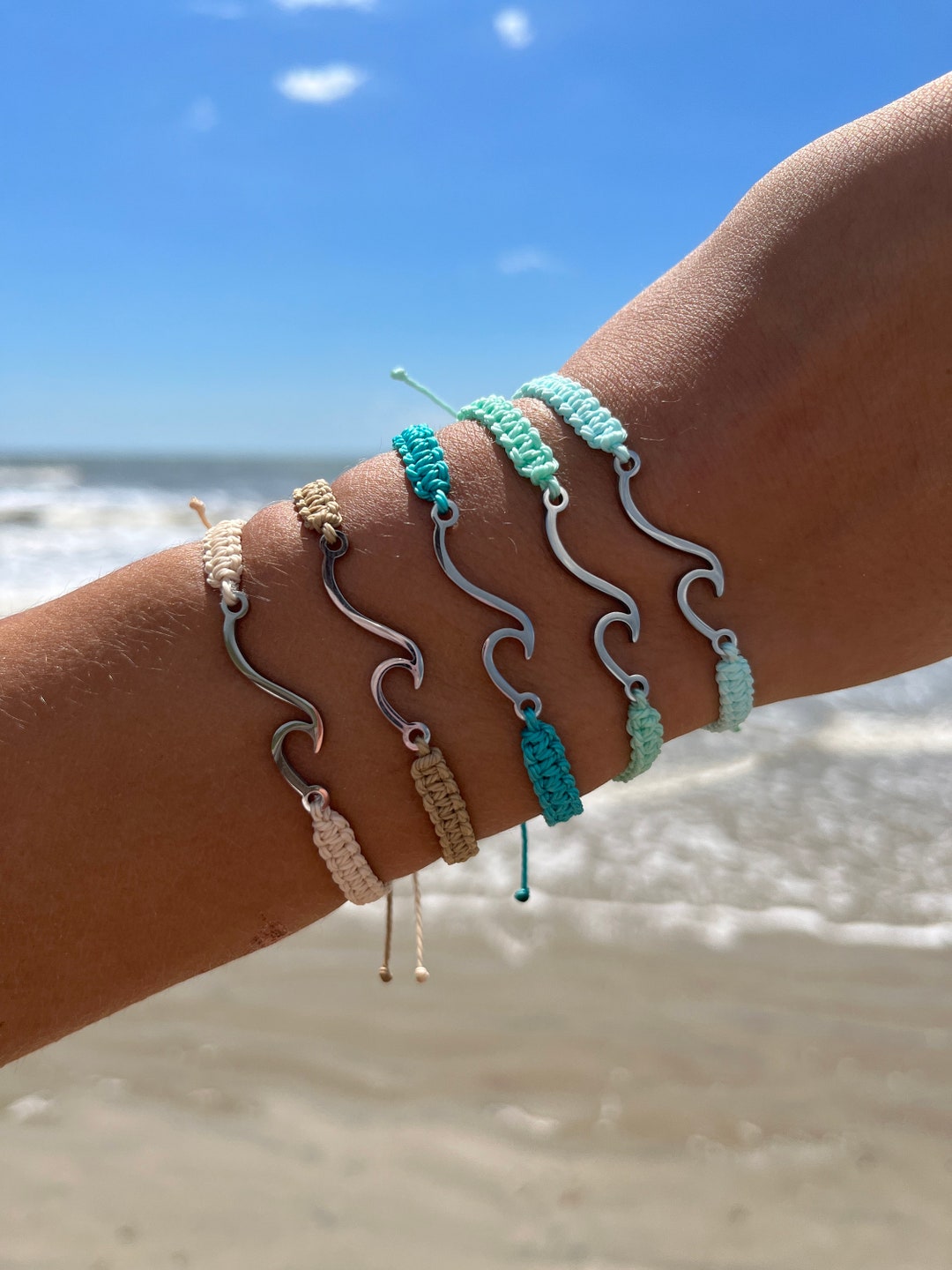 Waterproof Wave Charm Bracelet/anklet Delicate Ocean Jewelry Beach ...