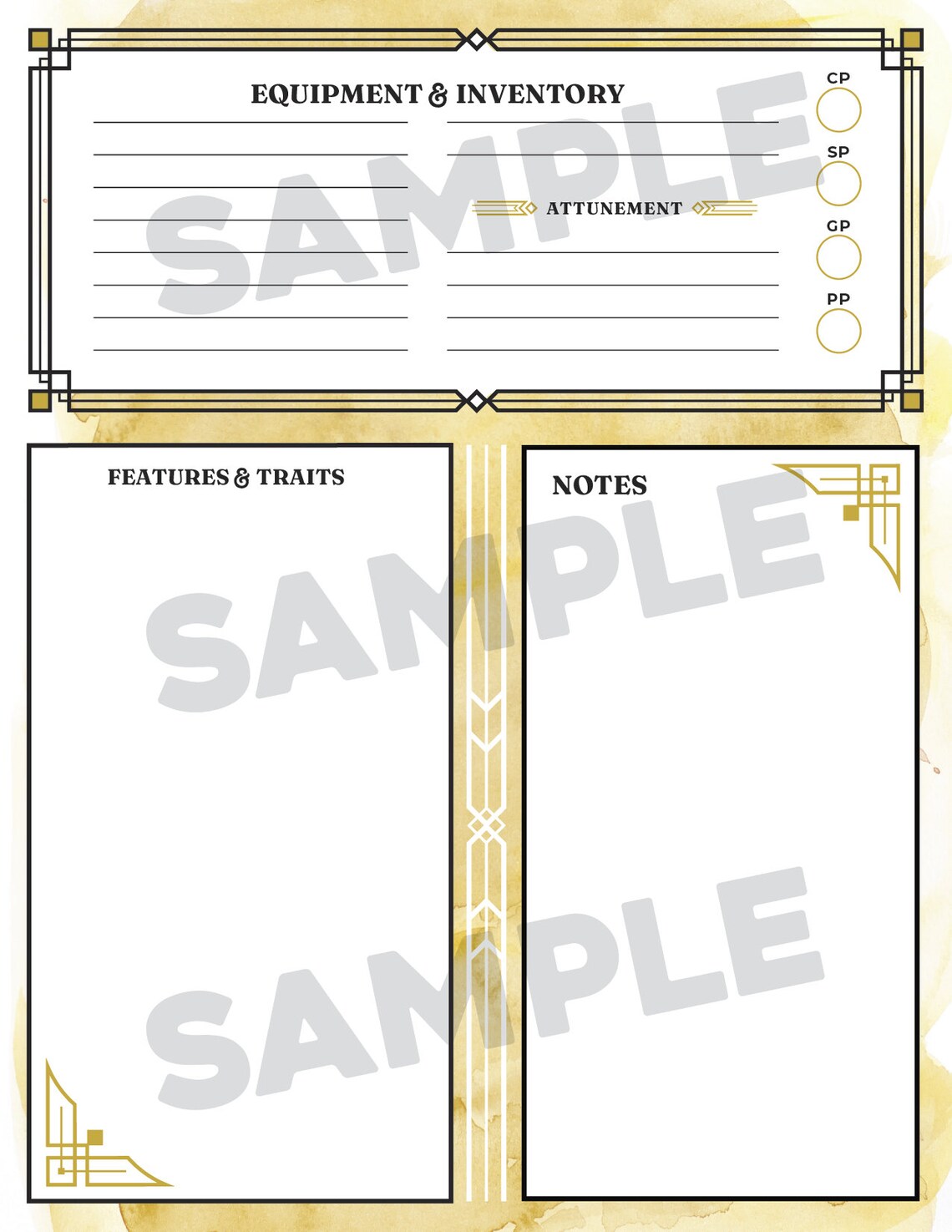 Art Deco Character Sheet (D&D 5e) - Etsy