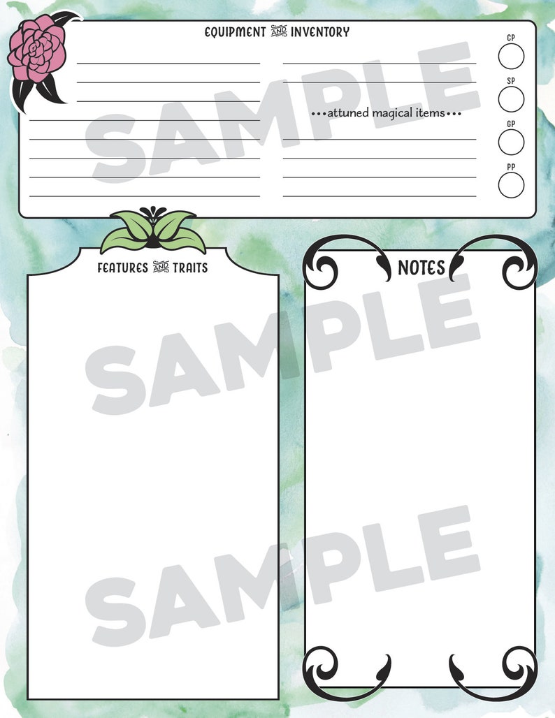 Fey Flowers Character Sheet (D&D 5e) - Etsy