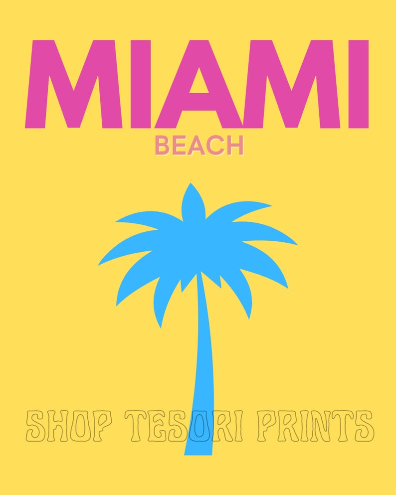 Preppy Travel Prints Set Of 6 Palm Beach Print Miami Beach Print