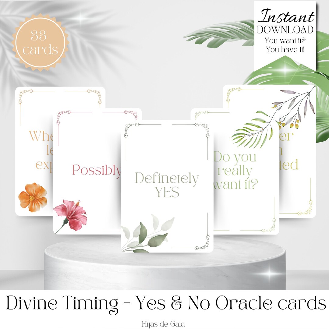 Yes or No Oracle Cards - Watercolor Floral Designs - DIY Printable Deck ...