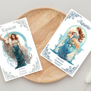 Printable Oracle Cards: Female Zodiac Signs Deck. DIY Tarot. Instant ...