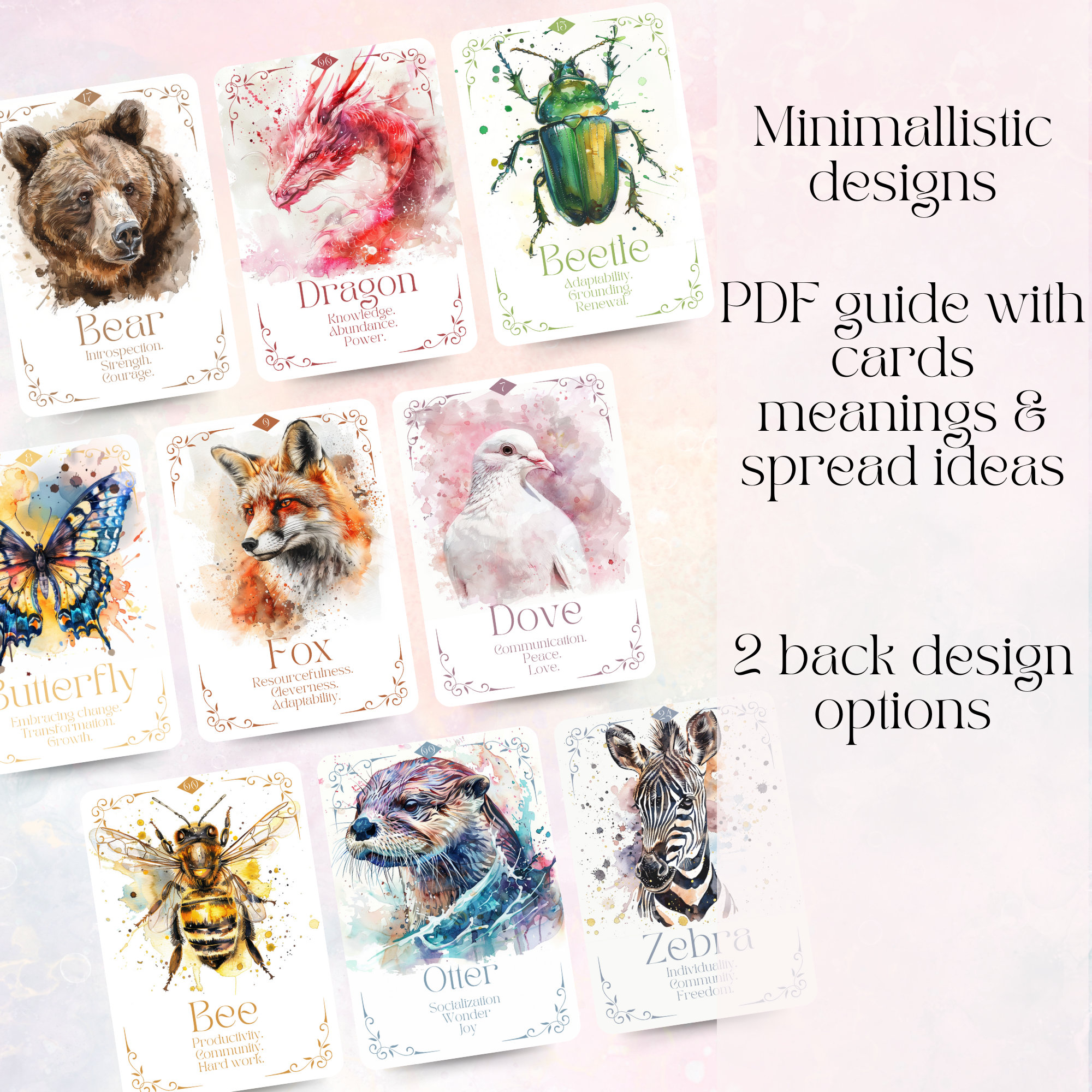 Spirit Animals Oracle Deck. 77 Cards. Printable and DIY Oracle. Beginner-friendly Oracle Cards ...