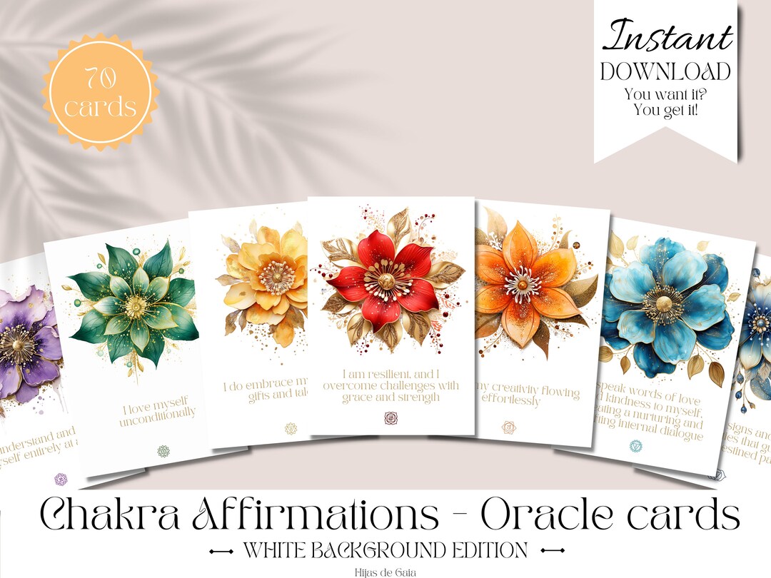 Chakras Positive Affirmations Oracle Deck. DIY Printable - Etsy