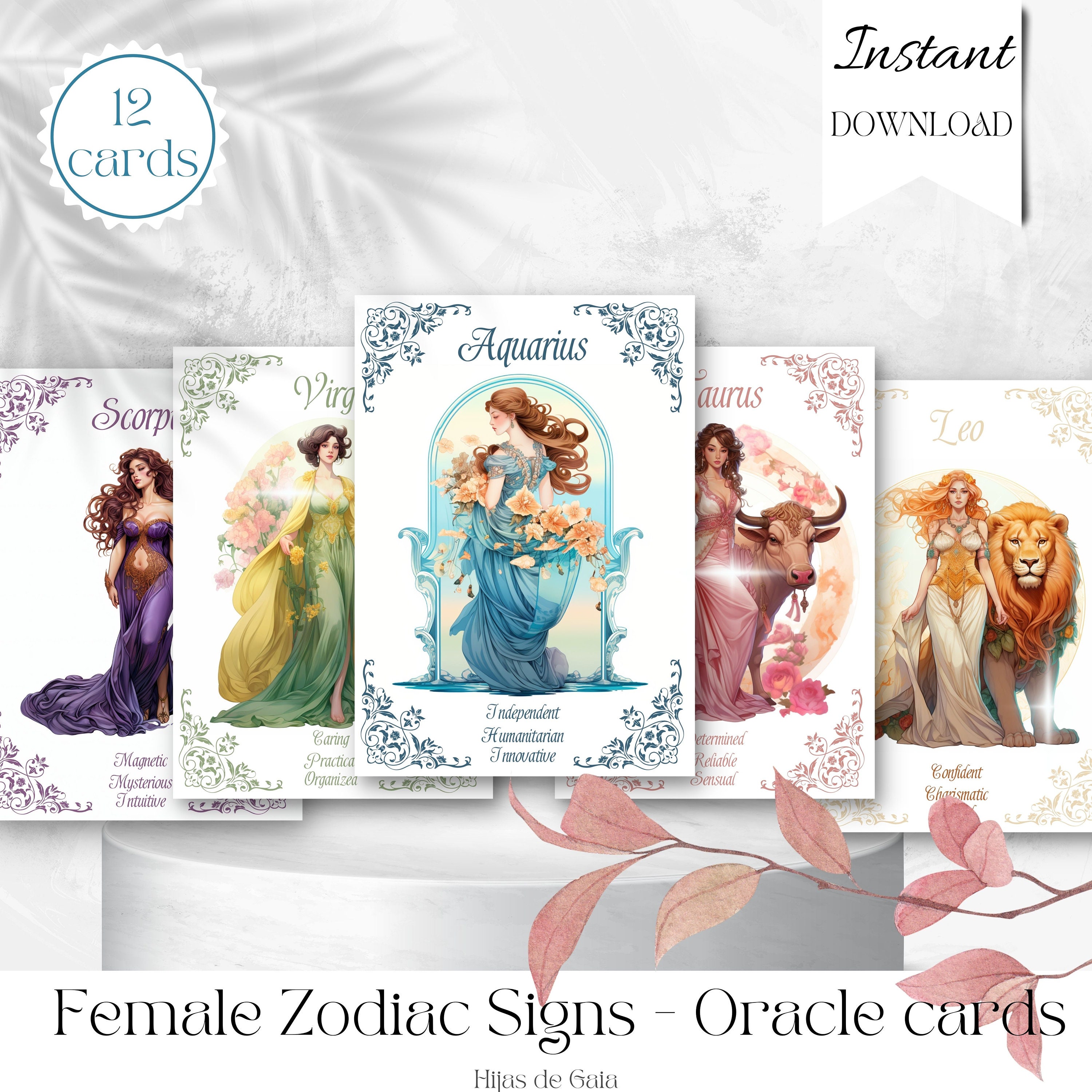 Oráculo de los Signos del Zodíaco - 12 Cartas Astrológicas + Fases Lunares / Baraja de ...