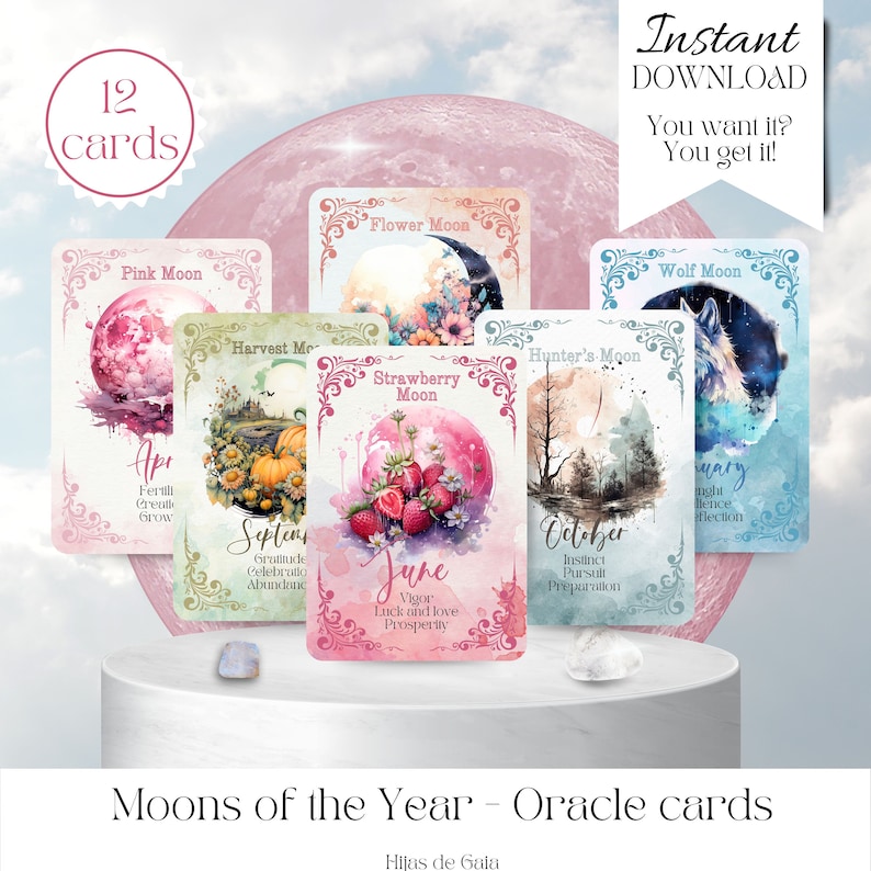 Lunar Phases Oracle Cards - 'moons of the Year' Divination Deck - Full ...
