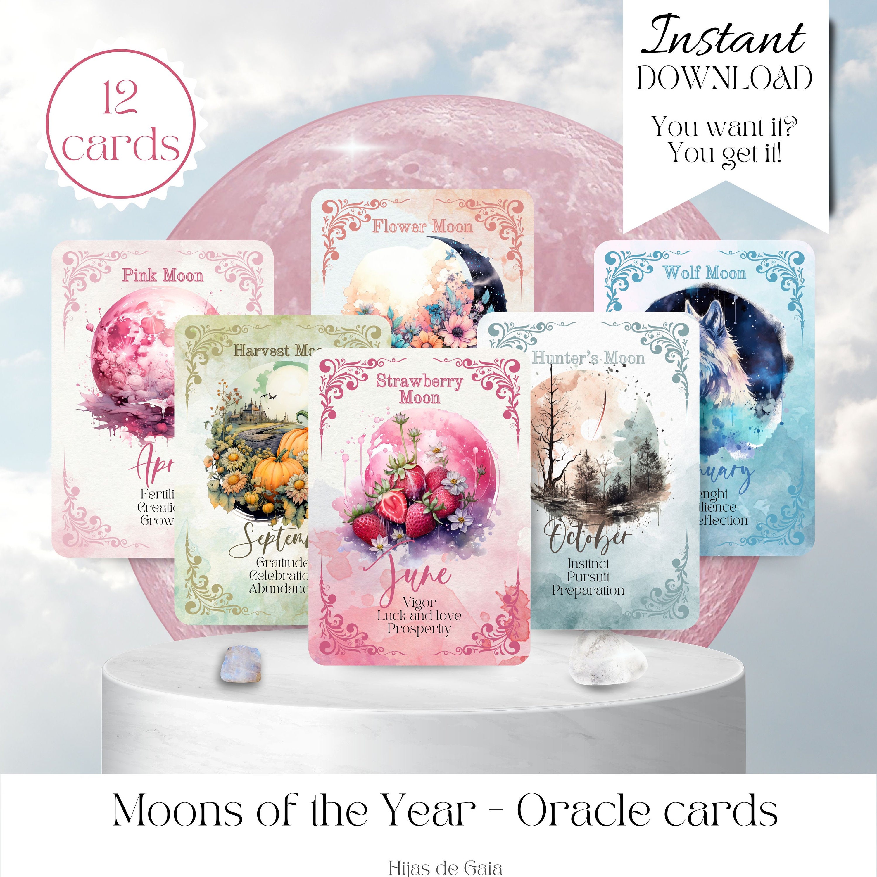 Lunar Phases Oracle Cards - 'moons of the Year' Divination Deck - Full ...