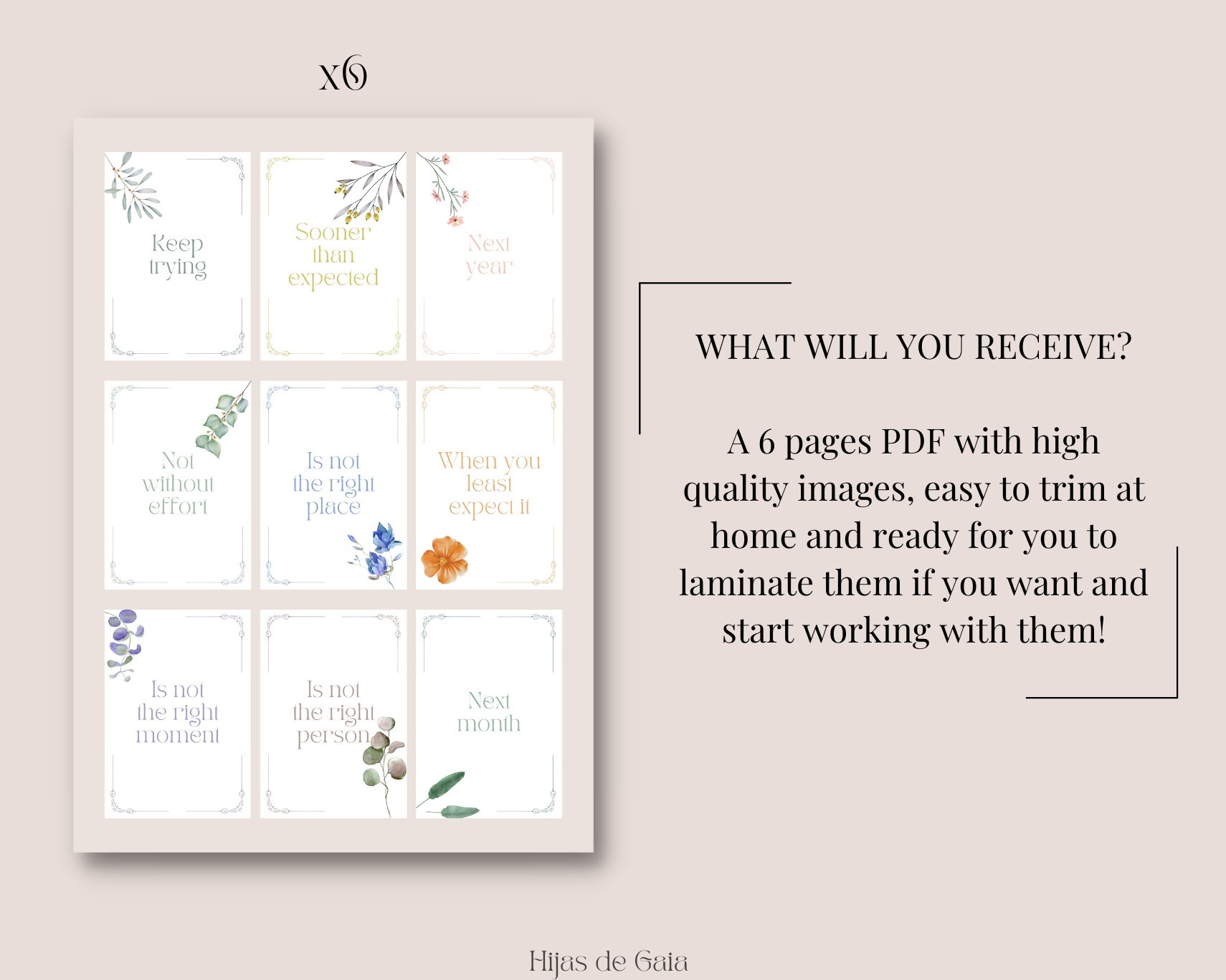 Yes or No Oracle Cards Watercolor Floral Designs DIY Printable Deck ...