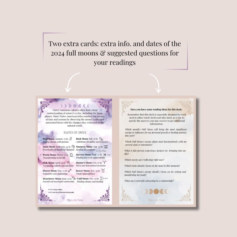 Lunar Phases Oracle Cards 'moons of the Year' - Etsy