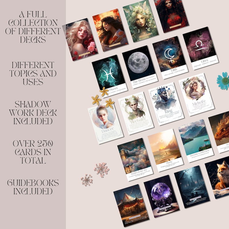 Oracle Card Deck Bundle: Shadow Work, Astrology, Nature Messages. PDF ...
