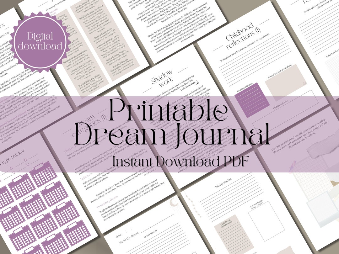 Dream Journal Printable Pages - Shadow Work & Personal Growth - Instant ...