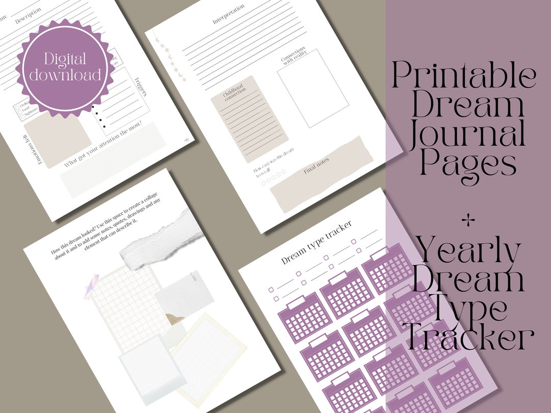 Dream Journal Printable Pages. Instant Download PDF A4 and A5 ...