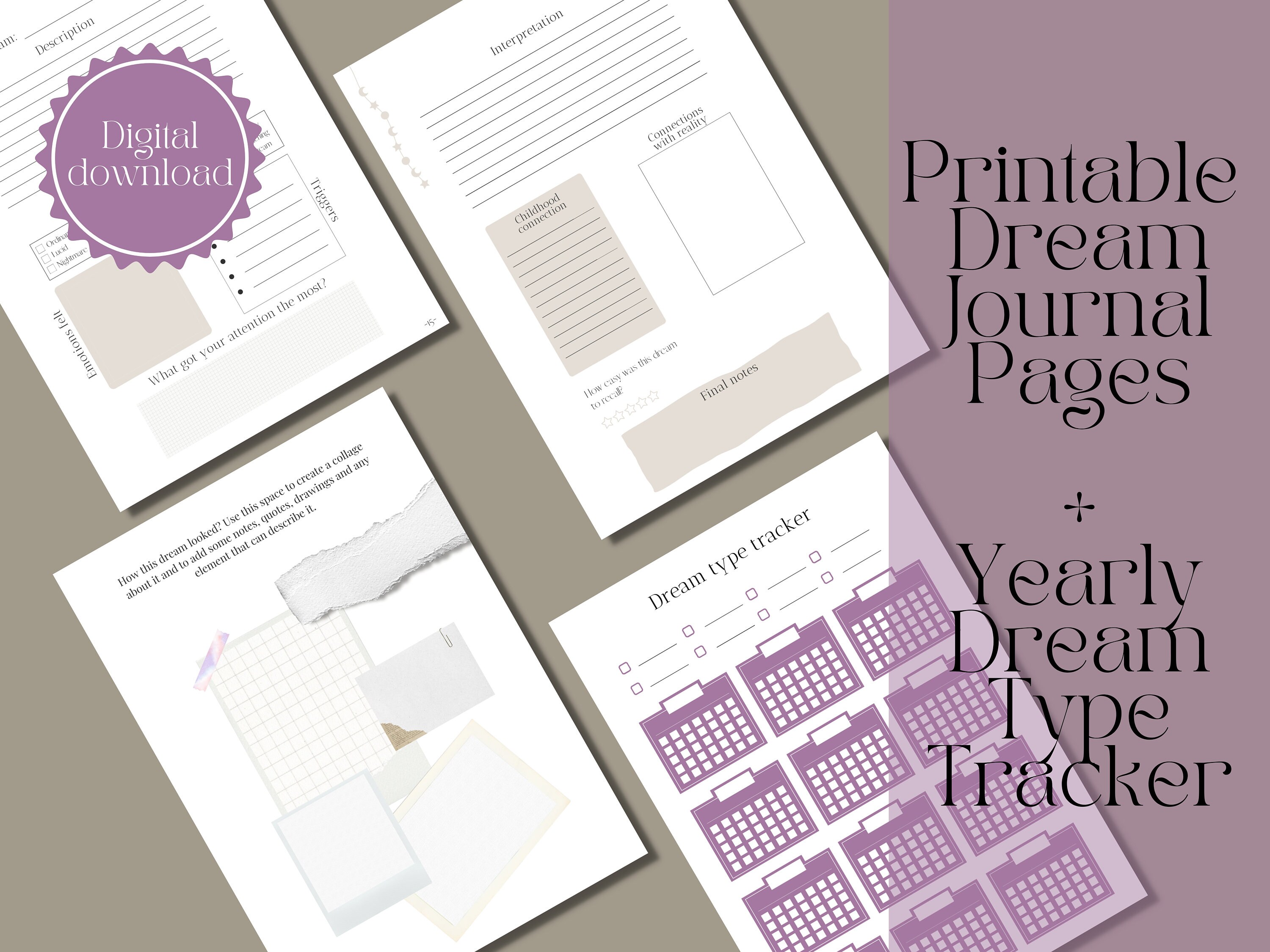 Dream Journal Printable Pages. Instant Download PDF A4 and A5 ...