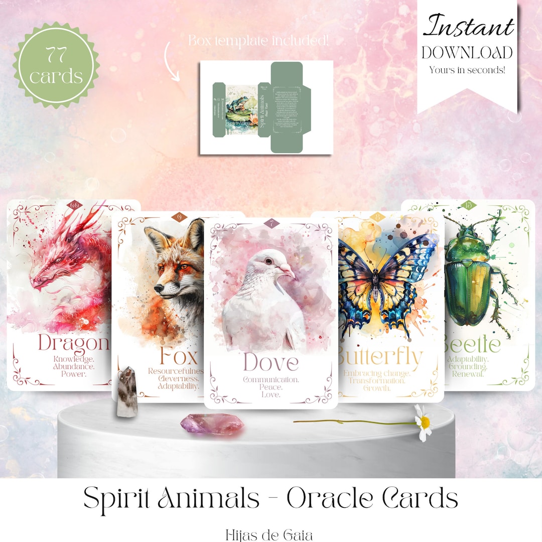 Spirit Animals Oracle Deck. 77 Cards. Printable and DIY Oracle. Beginner-friendly Oracle Cards ...