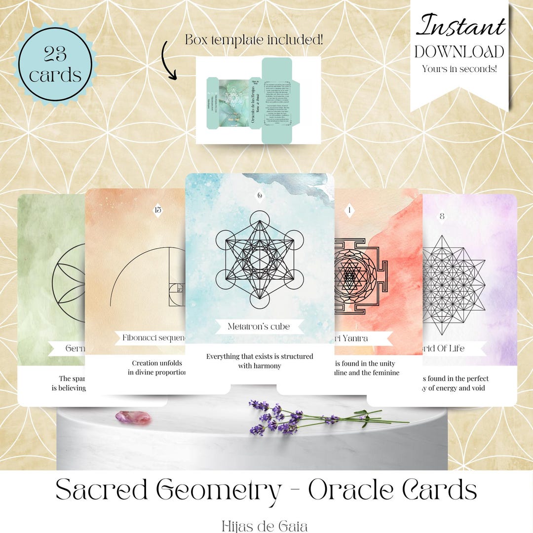 Sacred Geometry Oracle – Printable Oracle Deck (23 Cards + Guidebook ...