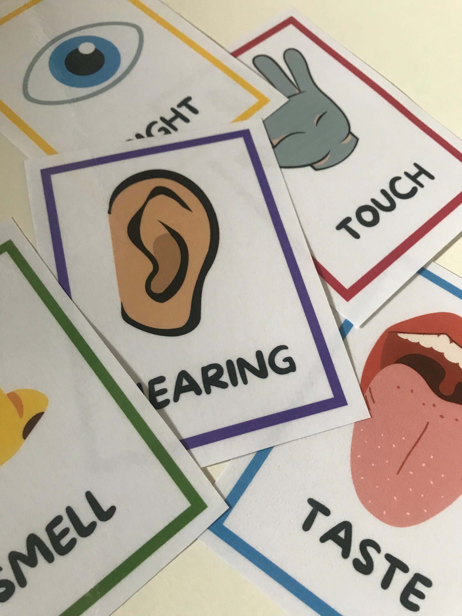 Set of Flashcards Senses, Letters, Numbers, 2d and 3D Shapes, Colours ...