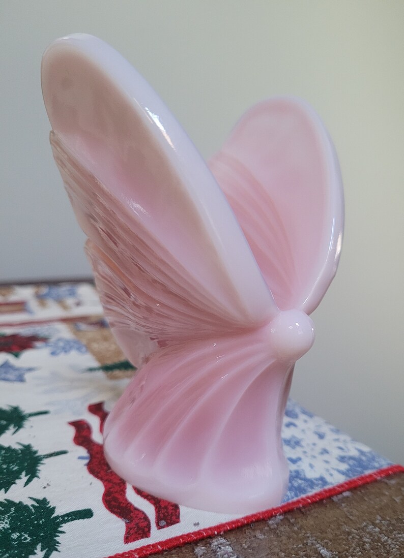 Fenton Glass Opaque Pink Butterfly - Etsy