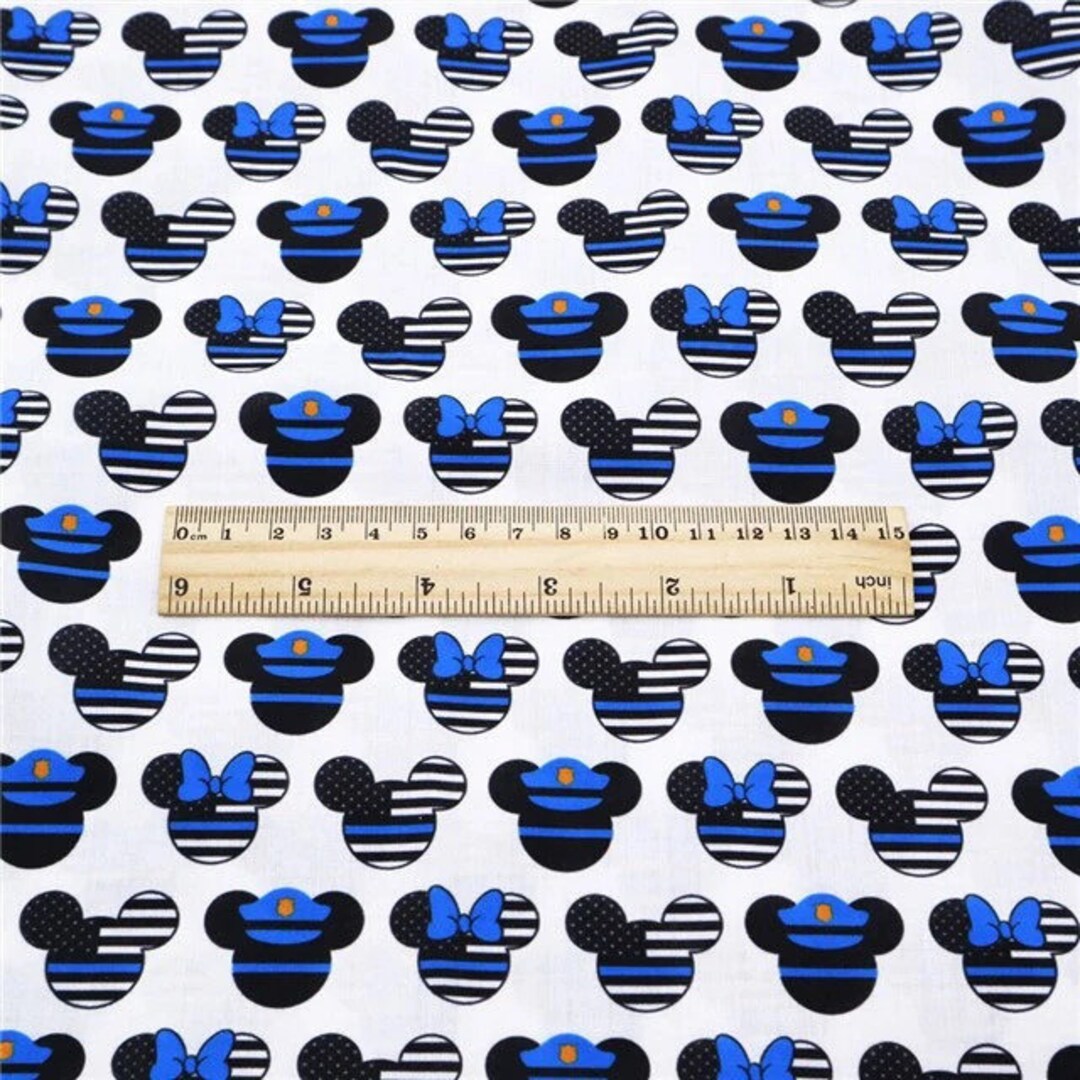Mickey Mouse Minnie Mouse Police Fabric Blue Line Minnie Mouse Officer ...