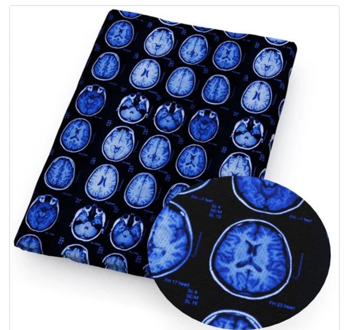 Brain MRI Scan Fabric Nurse Design Fabric Medical 100% Cotton Fabric ...