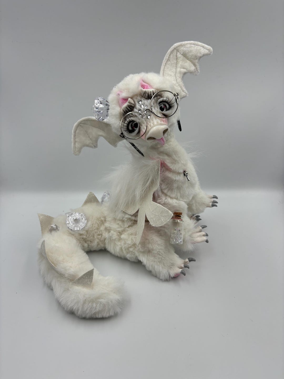 White Dragon Fantasy Magical Doll Creature Ooak Toy Plush Animals Art ...