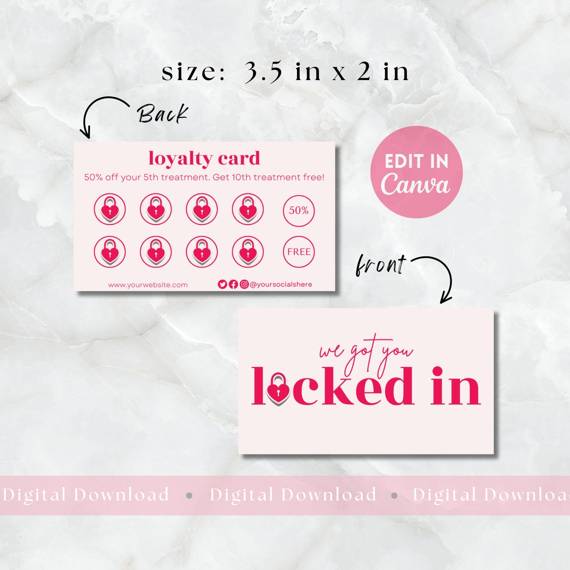 Beauty Loyalty Cards, Nail Business Rewards Card, Lash Loyalty Card ...