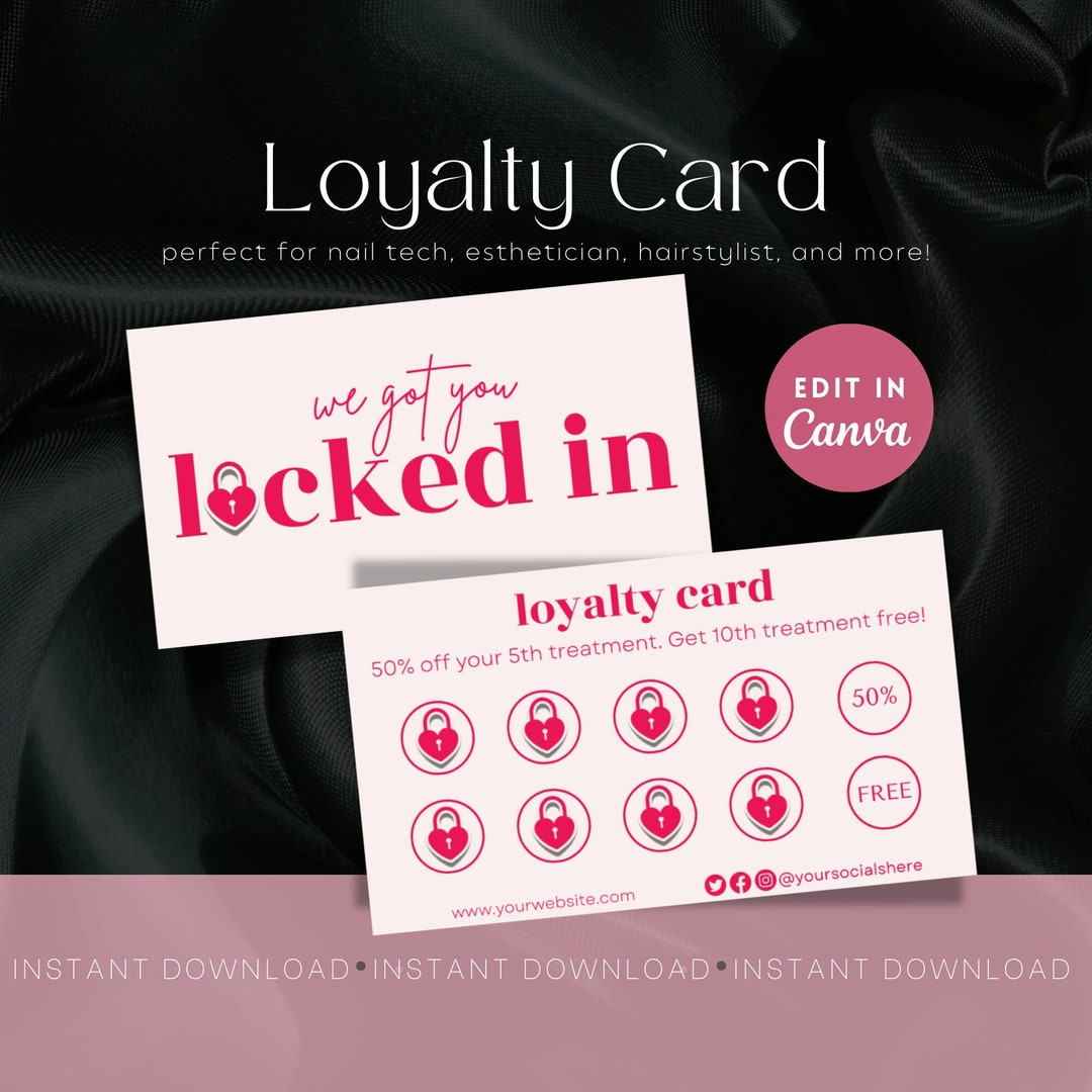 Beauty Loyalty Cards, Nail Business Rewards Card, Lash Loyalty Card ...