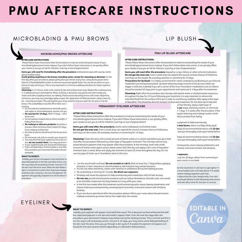 PMU Forms- Editable Permanent Makeup Consents, Microblading Forms, Lip ...