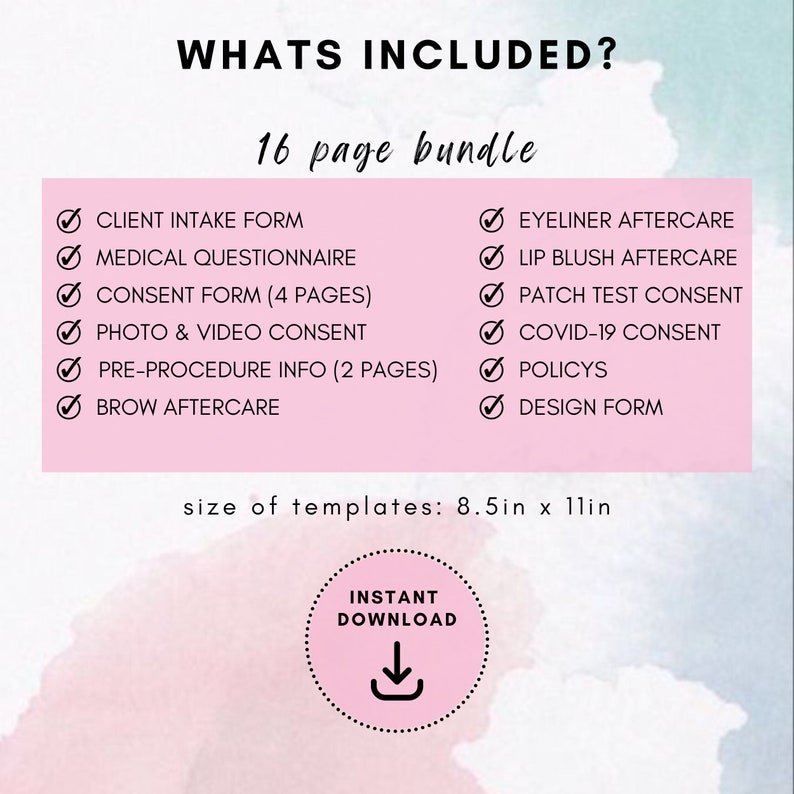 PMU Forms- Editable Permanent Makeup Consents, Microblading Forms, Lip ...