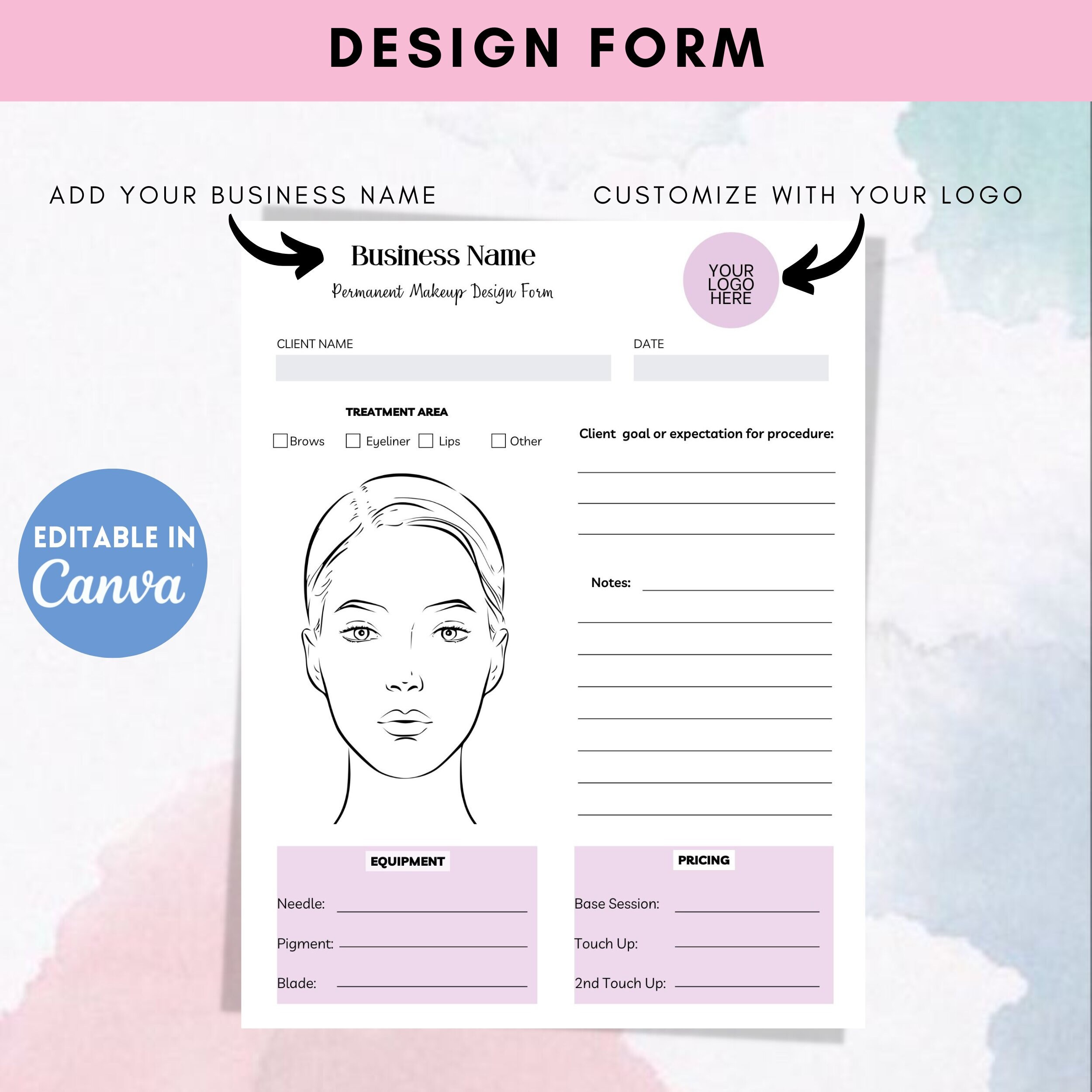 PMU Forms- Editable Permanent Makeup Consents, Microblading Forms, Lip ...