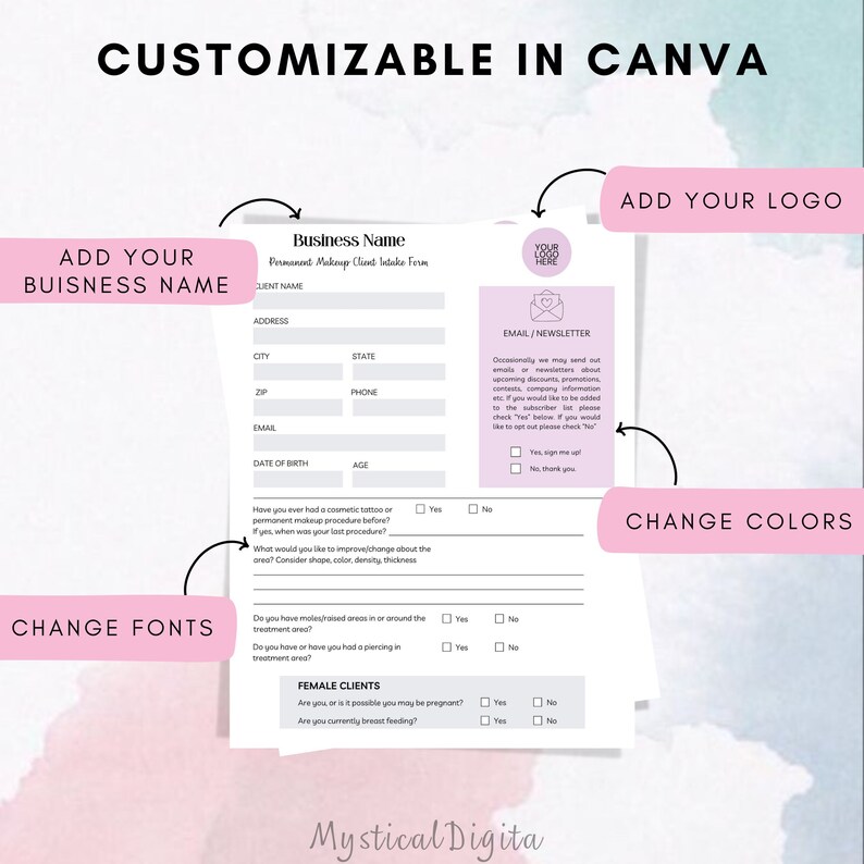 PMU Forms- Editable Permanent Makeup Consents, Microblading Forms, Lip ...