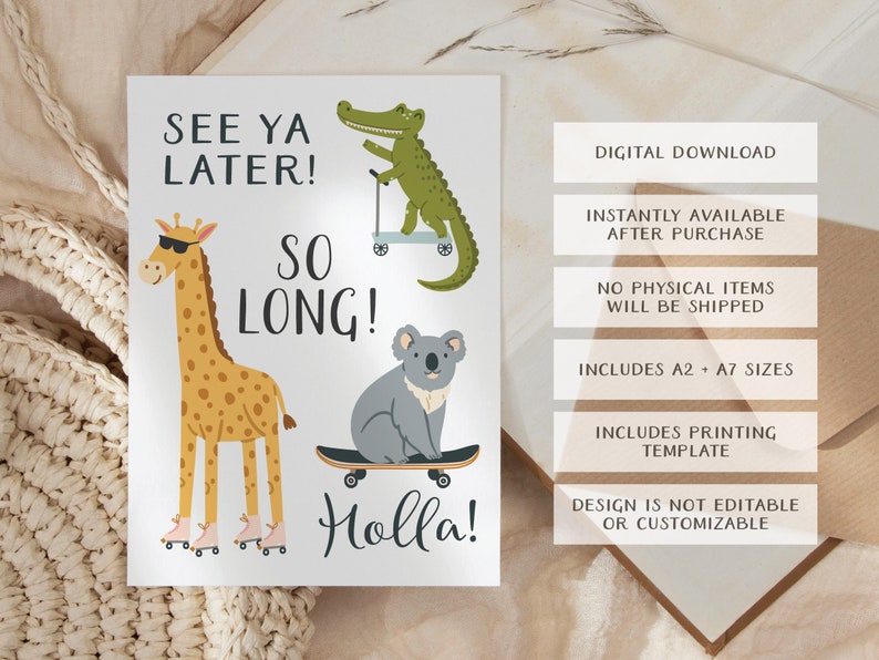 DIY Printable Greeting Card A2 and A7 Size See Ya Later Alligator ...