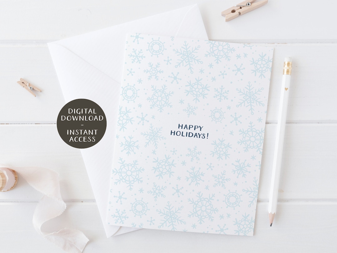 DIY Printable Greeting Card A2 and A7 Size Happy Holidays Winter ...