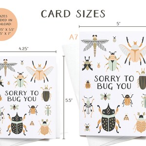 DIY Printable Greeting Card – A2 and A7 Size – Sorry to Bug You Beetles ...