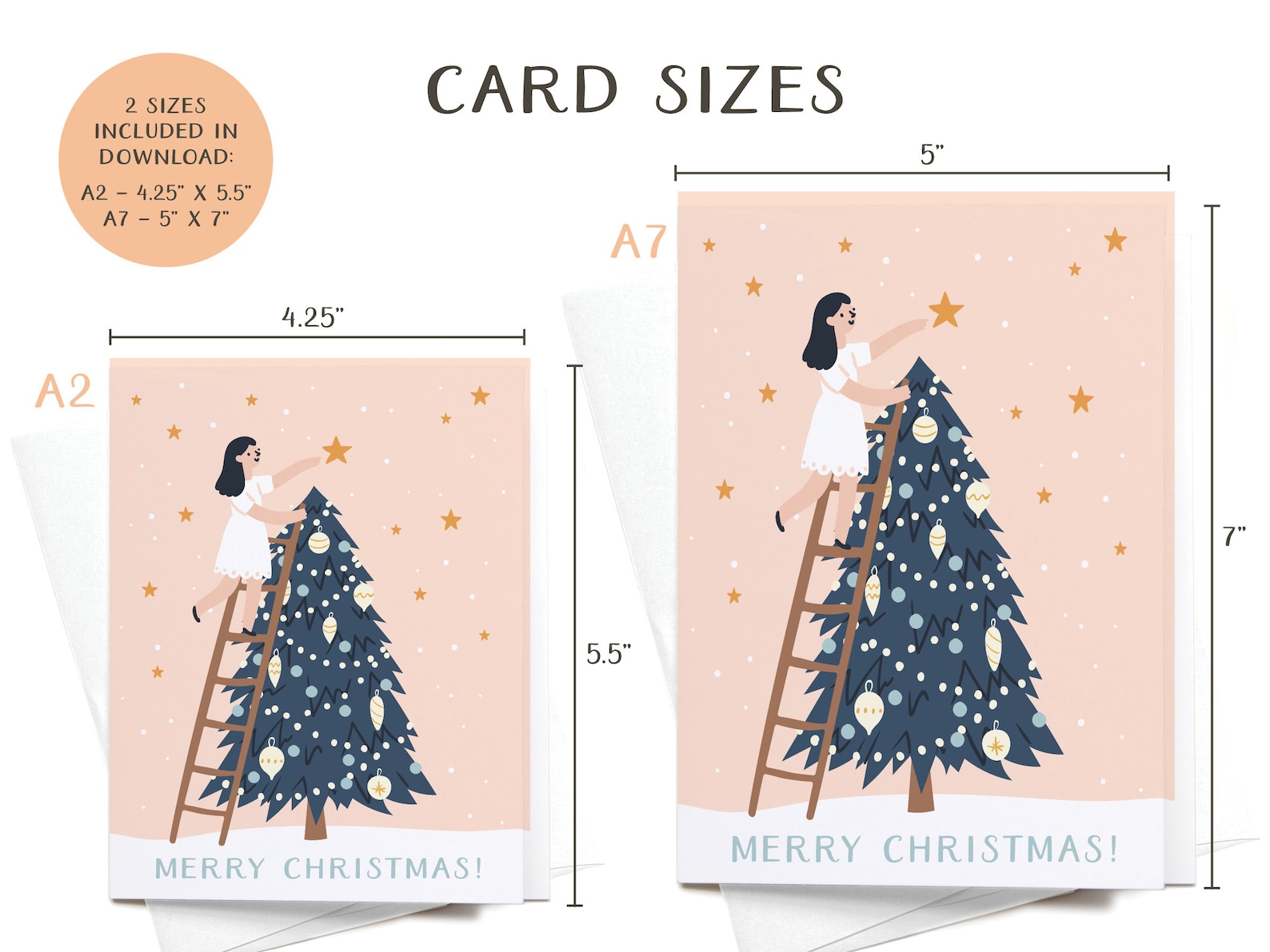 DIY Printable Greeting Card A2 and A7 Size Girl Putting - Etsy
