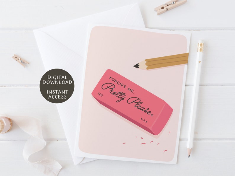 DIY Printable Greeting Card – A2 and A7 Size – Forgive Me Pretty Please ...