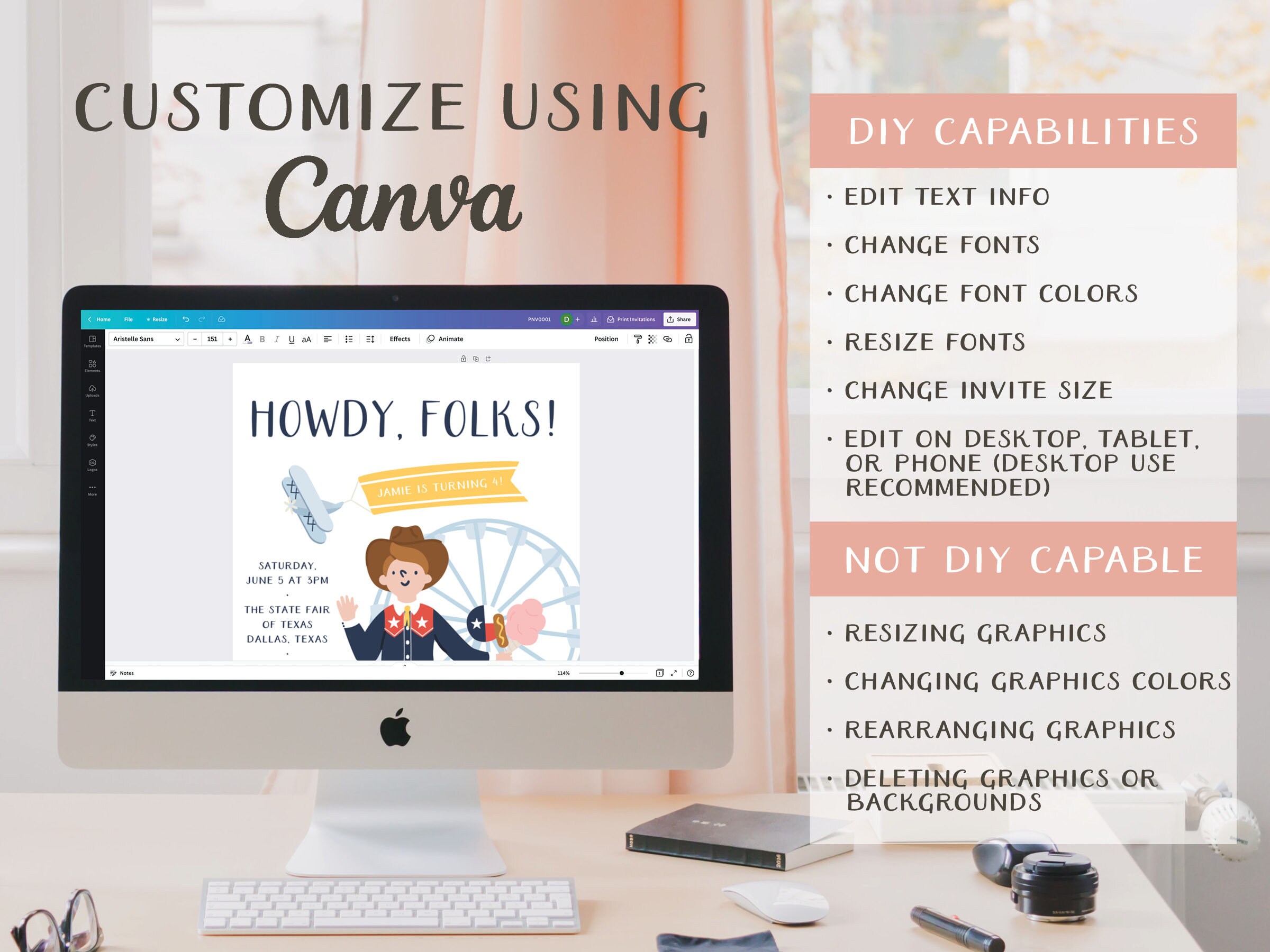 DIY Canva Printable Invitation – A7 5" X 7" – State Fair Birthday ...