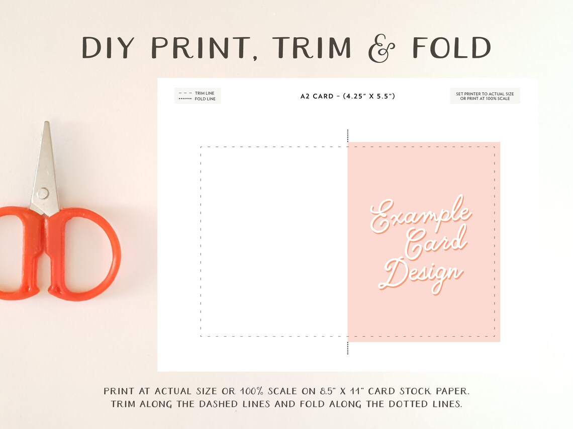 DIY Printable Greeting Card A2 and A7 Size Girl Putting - Etsy