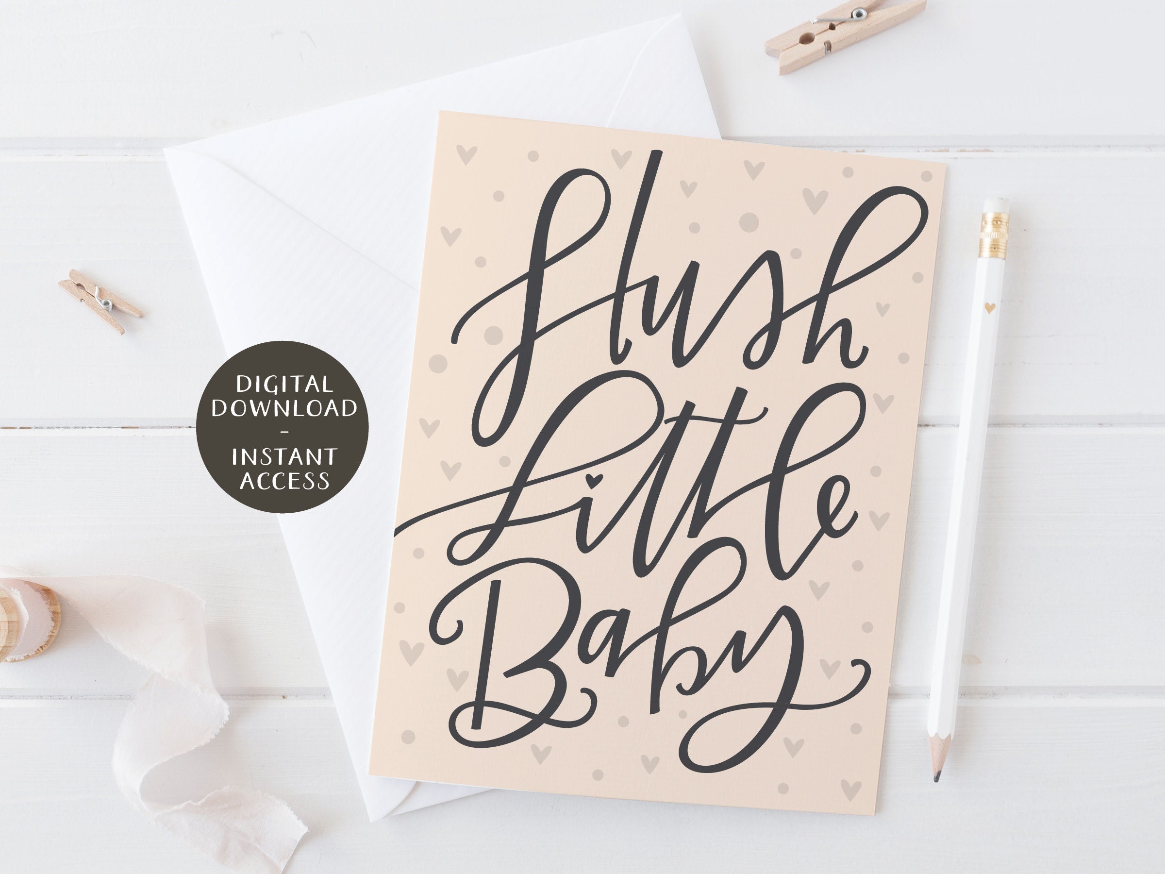 DIY Printable Greeting Card A2 and A7 Size Hush Little - Etsy