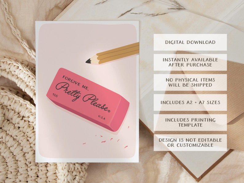 DIY Printable Greeting Card – A2 and A7 Size – Forgive Me Pretty Please ...