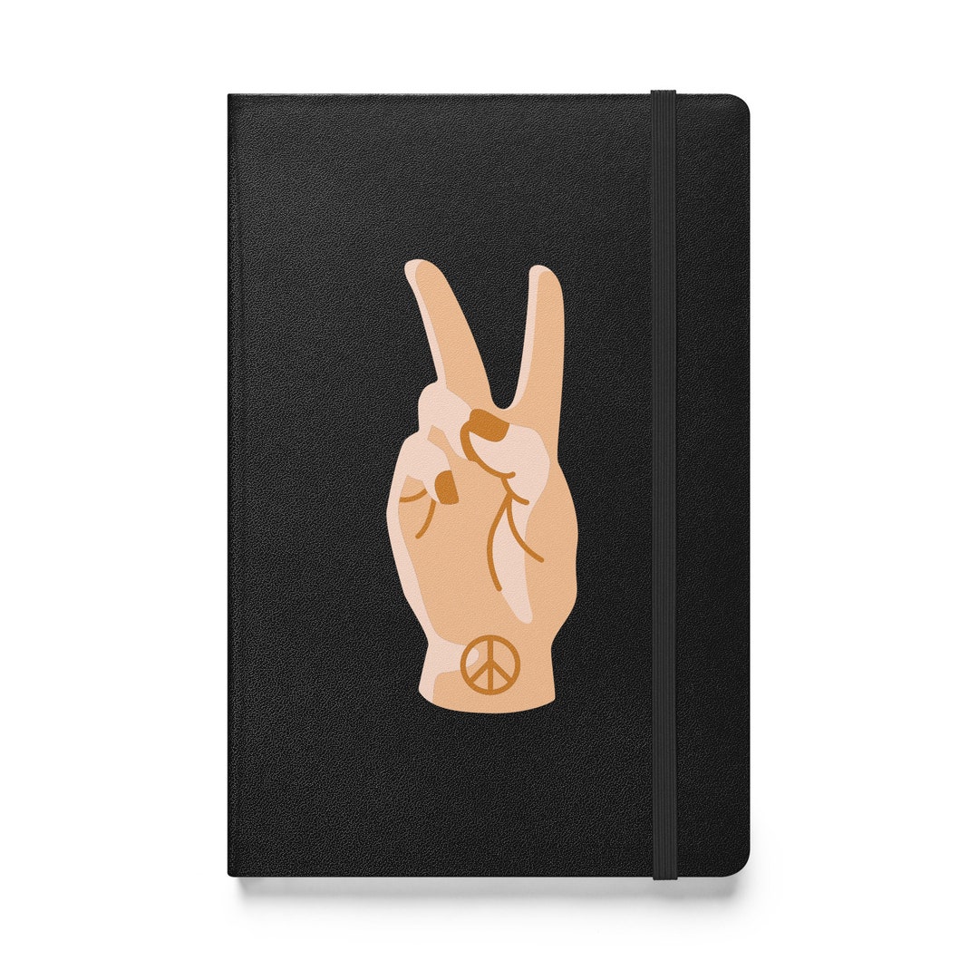 Peace Notebook Retro Journal Sign Language Diary Back to - Etsy