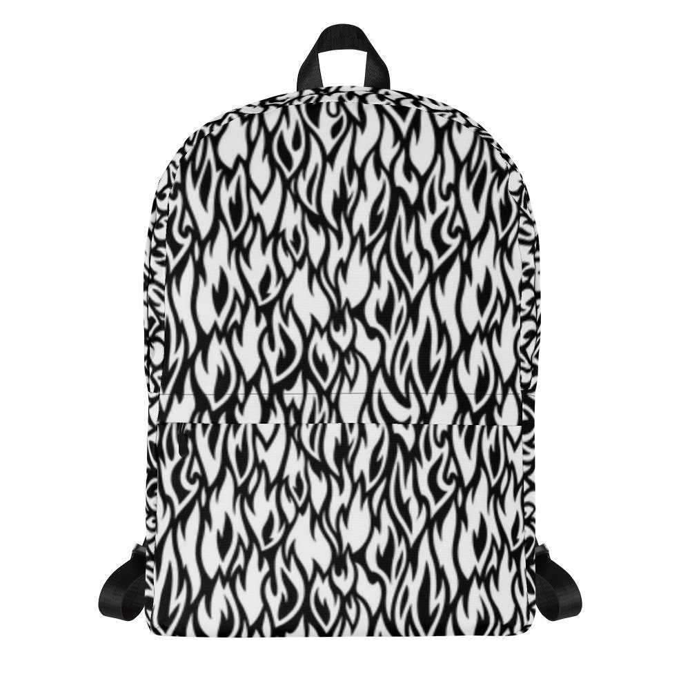 Black and White Flames Backpack Cool Fire Back to School Gift - Etsy