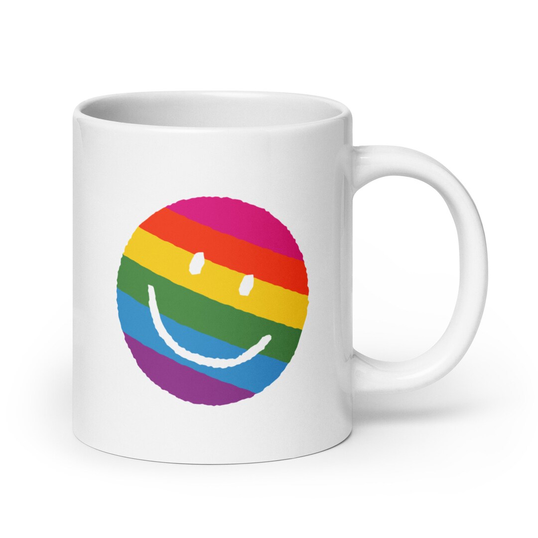 Gay Mug Coffee Pride Funny Lesbian Lgbtq Gift Queer Rainbow Smiley Face ...