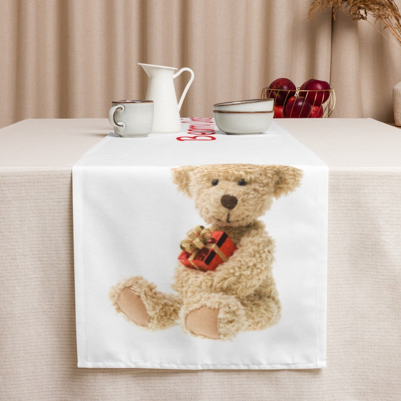 Christmas Bear Table Runner Decor Dining Room Gift Winter Polyester ...