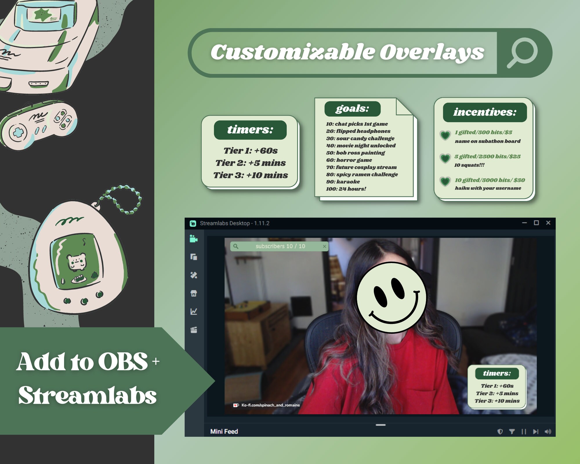 Green SUBATHON Social Media Bundle Retro Gaming Theme for - Etsy