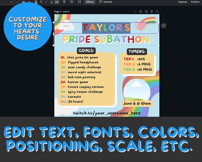 LGBTQ Pride SUBATHON Social Media Bundle Cute Rainbow Theme - Etsy