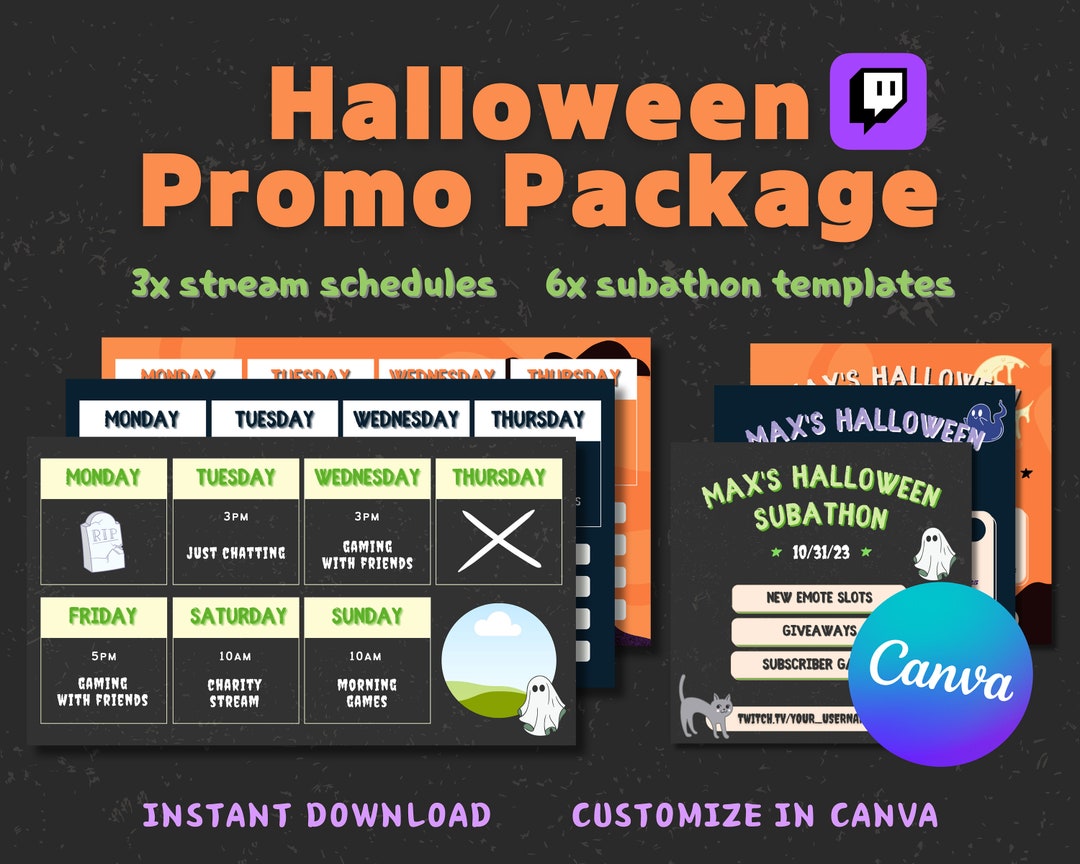 Halloween Streamer Bundle: Spooky Subathon & Stream Schedule Templates ...