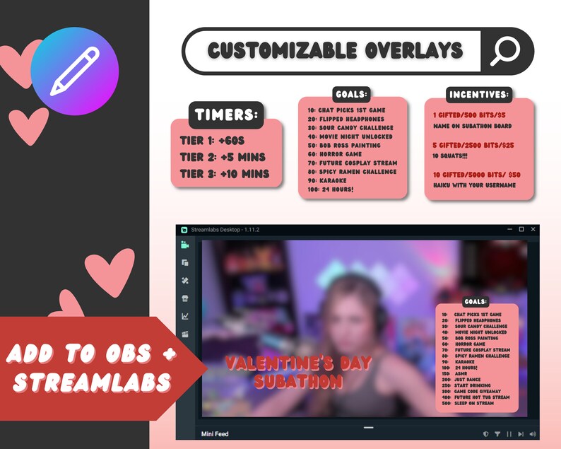 Valentine's Day Subathon Bundle: Twitch Streamer Templates (CANVA) - Etsy